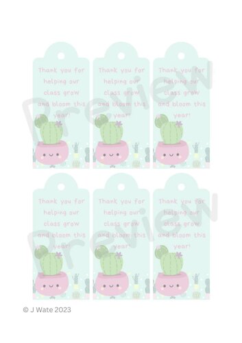 End of the Year Gift Tags & Cactus Themed Last Week of School Printable ...