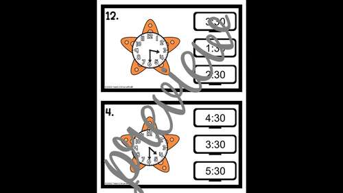 Summer Telling Time to the HALF HOUR Clip It Task Cards by Teach 2 Grow ...