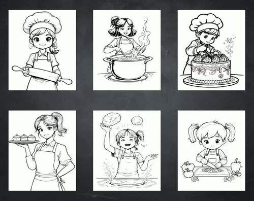 Chef Kitchen Girl Coloring Pages - Culinary Adventures Coloring Book