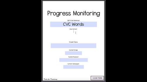 EDITABLE Progress Monitoring - 40 Items Per Probe - Phonics, Sight ...