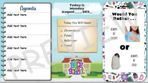 Customizable Back to School / August Daily Classroom Agenda Slides