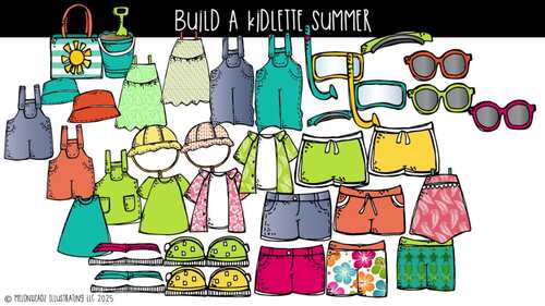 Build a Kidlette clip art, Summer clip art, clothing clip art COMBO PACK