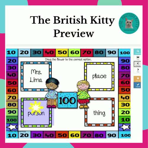 100th Day of School Nouns Person Place Thing Grammar Boom Cards™
