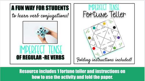 Regular French RE Verbs Imperfect Tense - Fortune Teller - Cootie Catcher