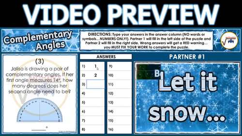 COMPLEMENTARY ANGLES DIGITAL PARTNER PUZZLE + TASK CARDS AND WORKSHEETS