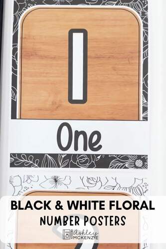 Floral Black and White Classroom Decor | Number Posters Ten Frames ...