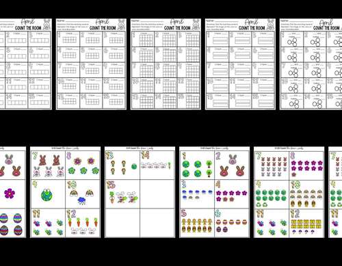 Spring Math | Count the Room 0-20, April Kindergarten Math Centers