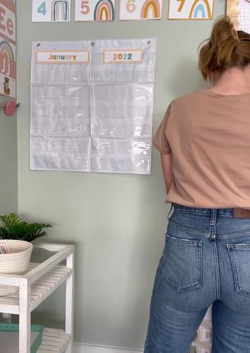 Pocket Chart Calendar Display and Flip Chart Boho Rainbow by Preschool ...