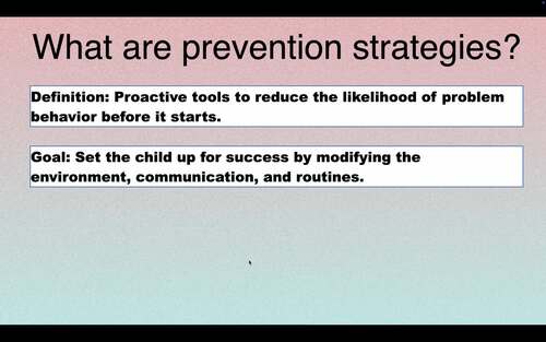 ABA parent training- Preventative Strategies Lesson 2 by ABA E Lib