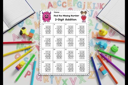 Find the Missing Number – 2-Digit / Double-Digit Addition (60 Pages ...