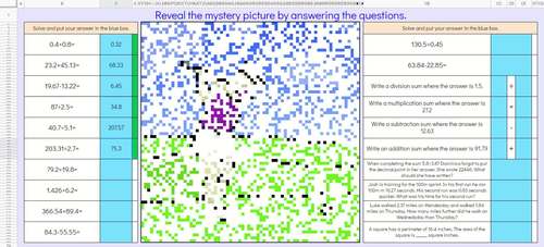Digital Math Pixel Art Mystery Picture 6th Grade 6.NS.3 - Operations of ...