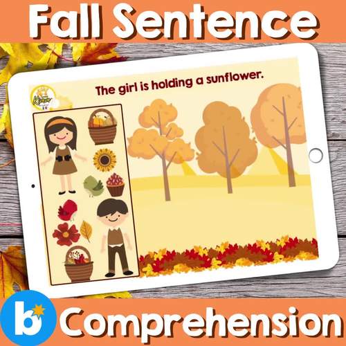 Fall Sentence Auditory Comprehension Boom Cards by Teacher Kimmy