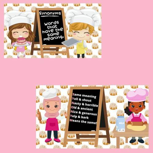 Synonym Rolls Google Slides PPT & Worksheets Bulletin Board Craftivity ...