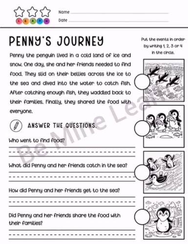 Sequencing Stories with Pictures | Winter Reading Passages with answers