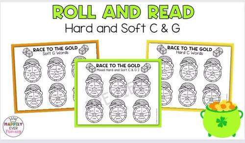 St. Patrick's Day Roll and Read Phonics Games | Hard and Soft C and G