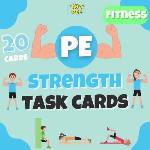 Strength Task Cards for PE | 20 Differentiated Exercises, K-6 Fitness ...