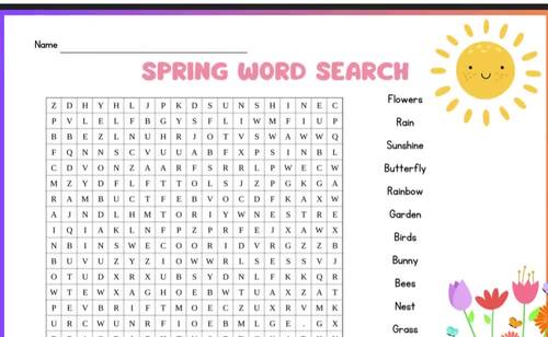 Primary Spring Activity Packet | WORD SEARCH, MATCHING GAME, FINISH THE ...