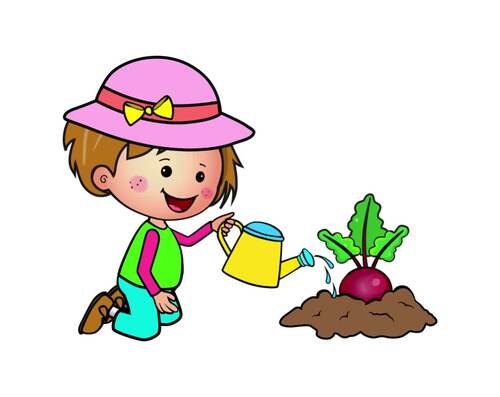 Vegetable Garden. Clipart for Garden Learning. Black and white, full color