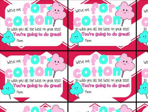 Cotton Candy Testing Motivation Tag- I've not for-cotton to wish you ...