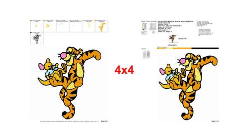 Playful Tigger holding Roo character cartoon embroidery designs ...
