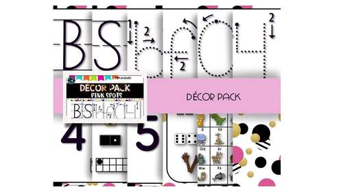Décor Pack -Pink spots- Alphabet cards, letter formation, Number cards