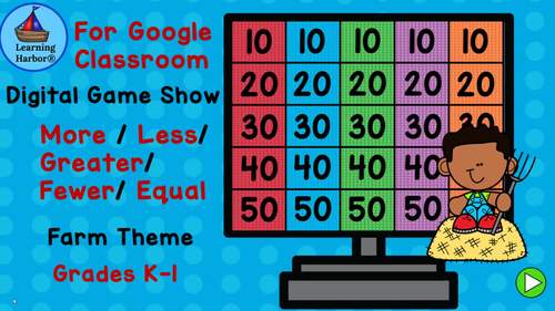 Game Show More/Less/Greater/Fewer/Equal Distance Learning Google Classroom