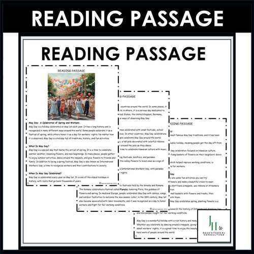 May Day Activities | Reading Comprehension | Puzzles |Middle School