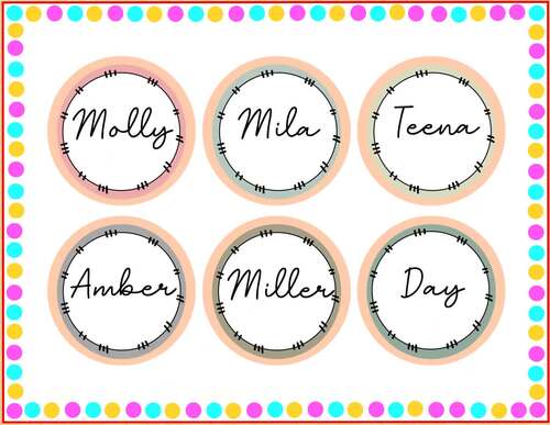 Printable Boho Neutral Student Name Labels, Classroom Labels, Name Cards
