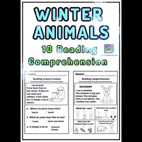 Winter Animals 10 Reading Comprehension by Preschool Garage | TPT