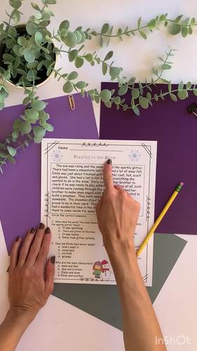 Reading Comprehension, Playing in Snow, multiple choice, written ...