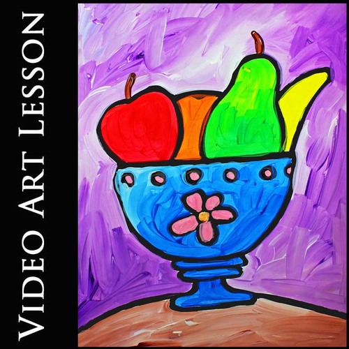 Easy Video Art Project Drawing & Painting a Fruit Bowl Tutorial | TPT