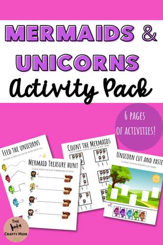 Preschool Worksheets: Mermaids and Unicorns Activities, Math and Pre ...
