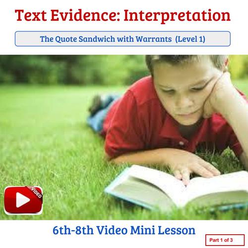 Text Evidence: Quote Sandwiches and Warrants - Level 1 by Quality Counts