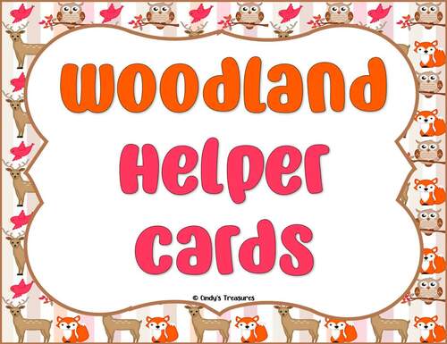 Woodland Classroom Helper Cards by Cindy's Treasures | TPT
