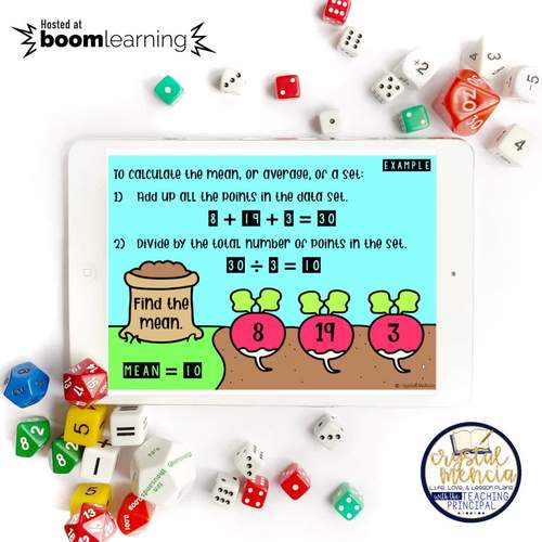 6SP5 Finding the Mean of a Data Set Boom Cards™ | Digital Math Tasks