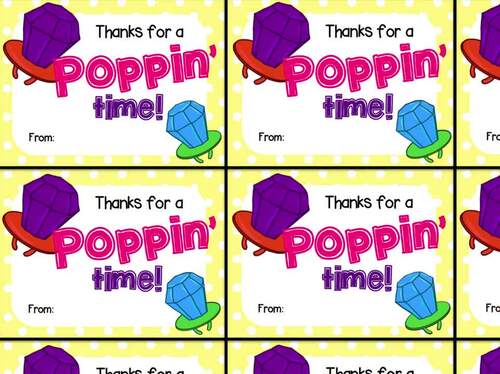 Ring Pop Candy Treat Tag (Thanks for a Popping time!) | TPT
