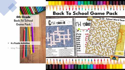 6th Grade Back To School Maze, Word Scramble, Crossword & Wordsearch ...