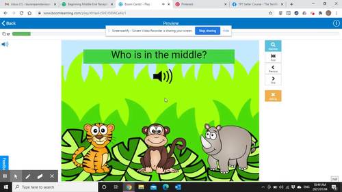 Beginning Middle End Receptive BOOM CARDS™ by One Of A Kind Kids