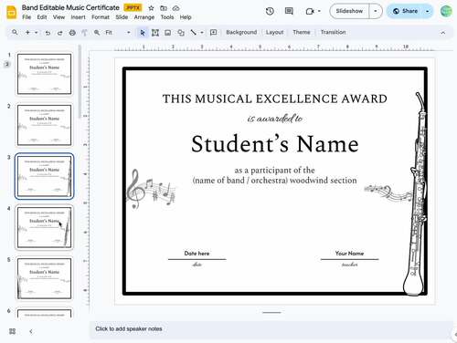 Editable and Printable Band Music Concert Certificate Awards Templates