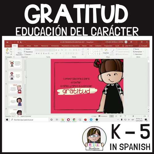 VALOR DE LA GRATITUD. Educación del Carácter K-5 (En español) | TPT