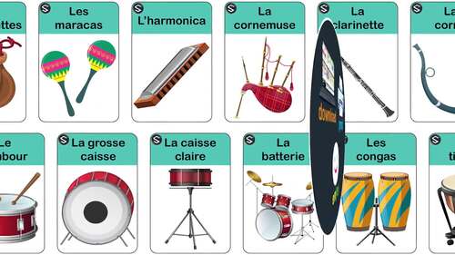 Les instruments de musique | FRENCH Music Vocabulary Flashcards | Français
