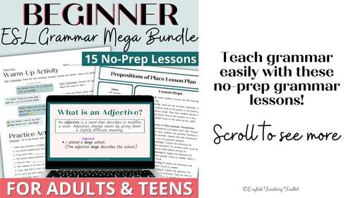 Adult ESL Beginner English Grammar Lessons, Worksheets, & Activities ...