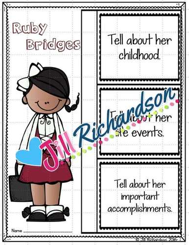 Biography Template Ruby Bridges Writing Black History Month ESL | TpT