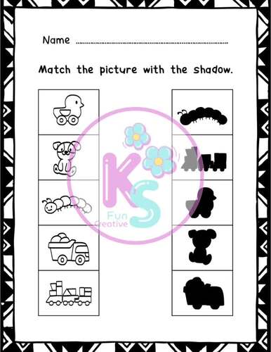 Shadow Matching for Pre K and Kindergarten by KS Fun Creative | TPT