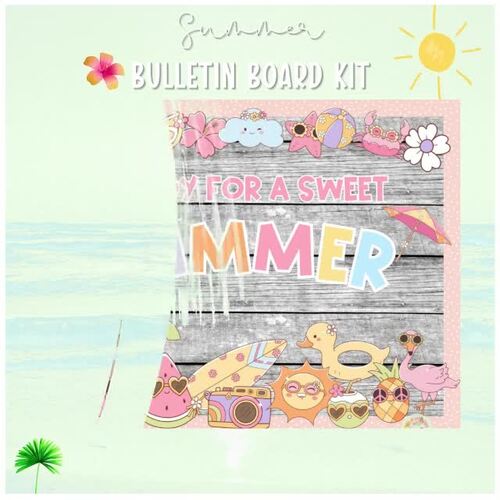 Summer Bulletin Board Kit Retro Beach Classroom Door Decor by ...