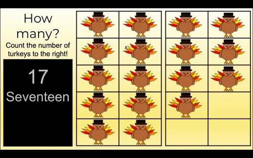 Thanksgiving Number Recognition 1-20 Google Classroom™Digital Flash Cards