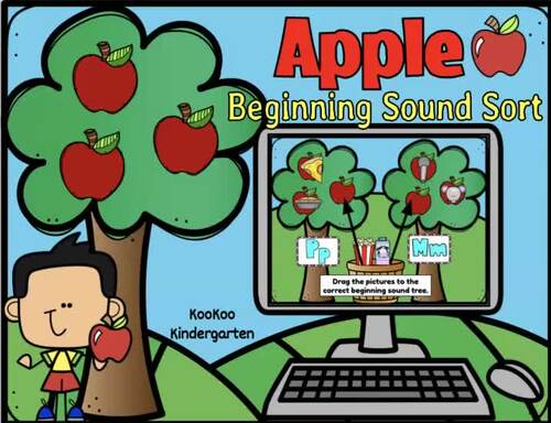 A Digital ELA Activity- Apple Beginning Sounds Sort for Google Slides