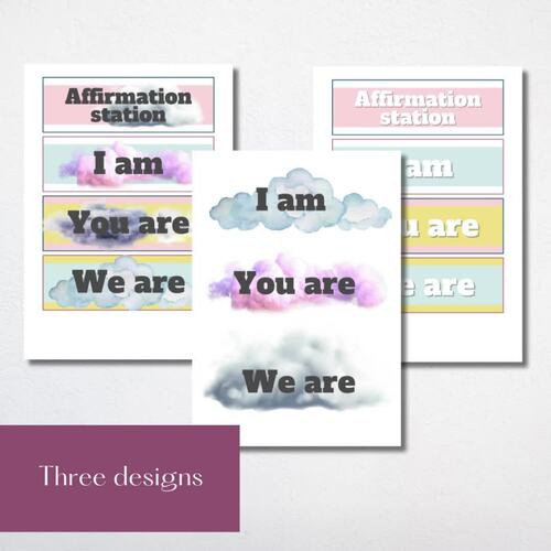 Affirmation station pastel clouds | Classroom decor | Positive Affirmations