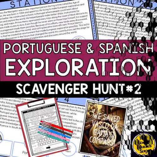 Portuguese & Spanish Explorers Reading Comprehension Scavenger Hunt ...
