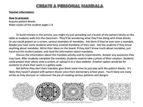 Back to School Personal Mandala, hands-on activity, icebreaker | TpT